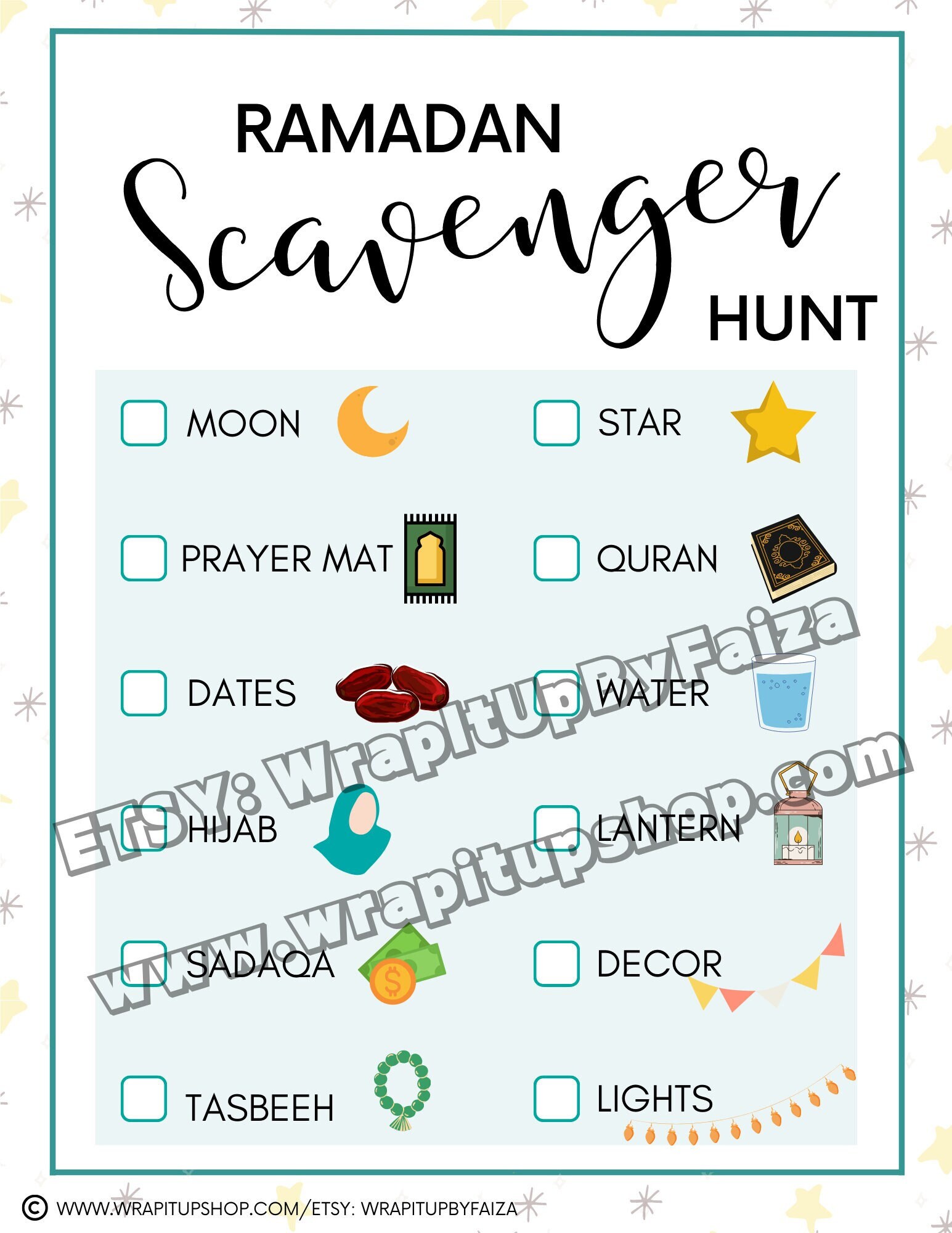 Ramadan Scavenger Hunt | Eid Party Game | Ramadan Party Game | Ramadan ...