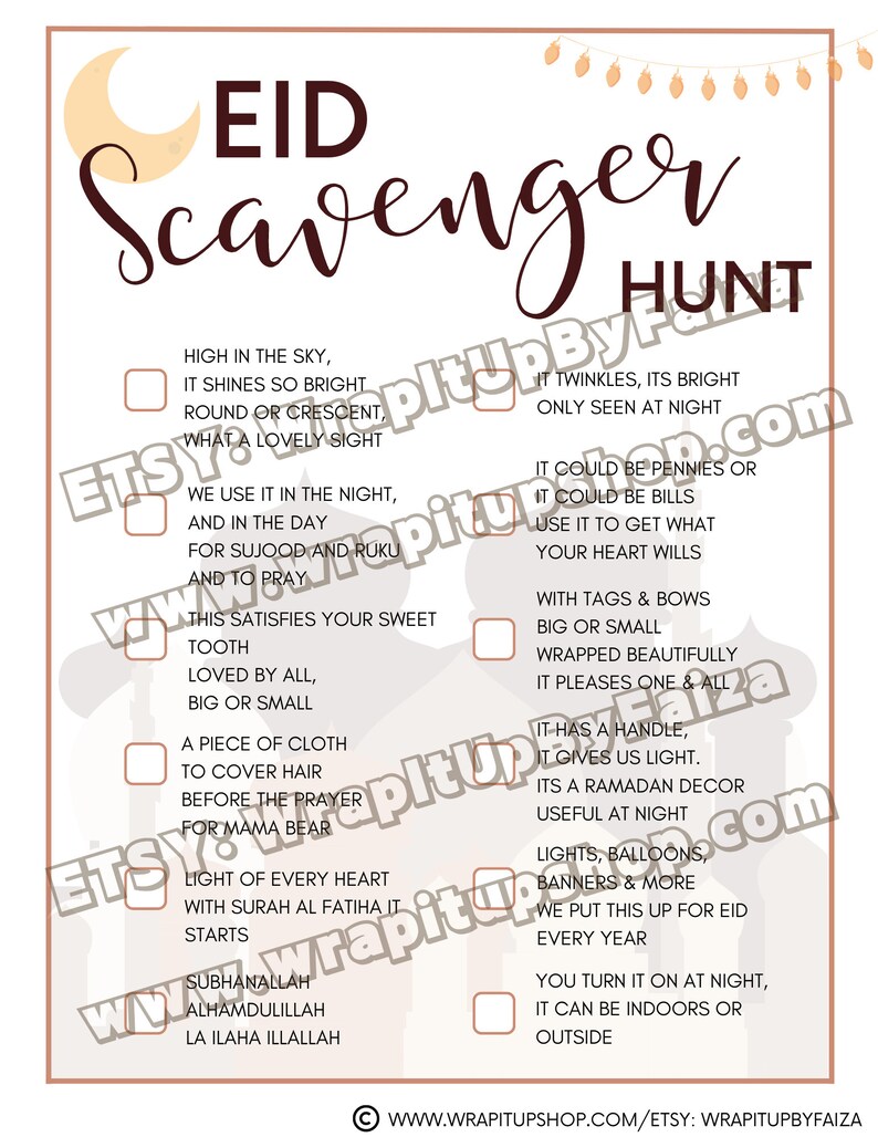 NEW Eid Scavenger Hunt | Eid Party Game | Ramadan Party Game | Eid ...