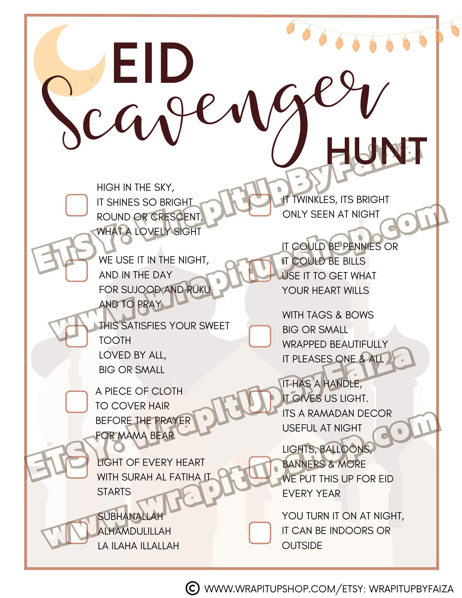 NEW Eid Scavenger Hunt | Eid Party Game | Ramadan Party Game | Eid ...