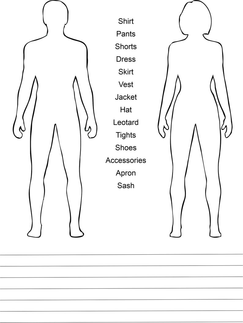Costume Sewing Planning Worksheet Costume Designer for Theatre Play ...