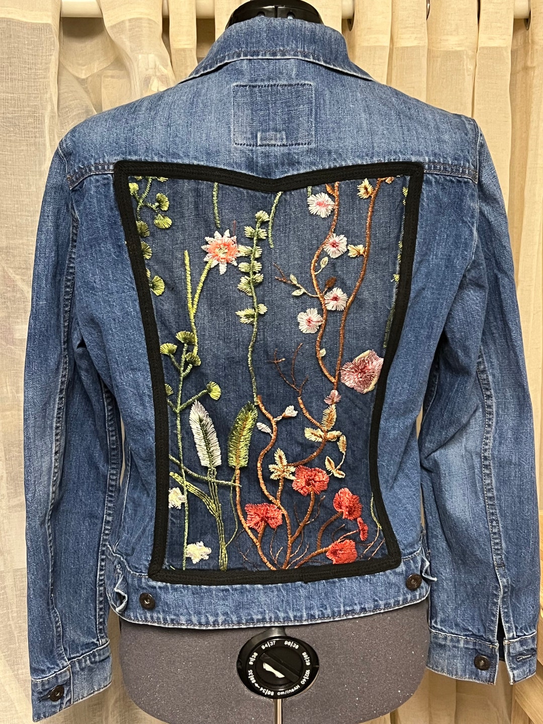 Jean Jacket With Full Back Embroidered Panel Levis Hilfiger Upcycled ...