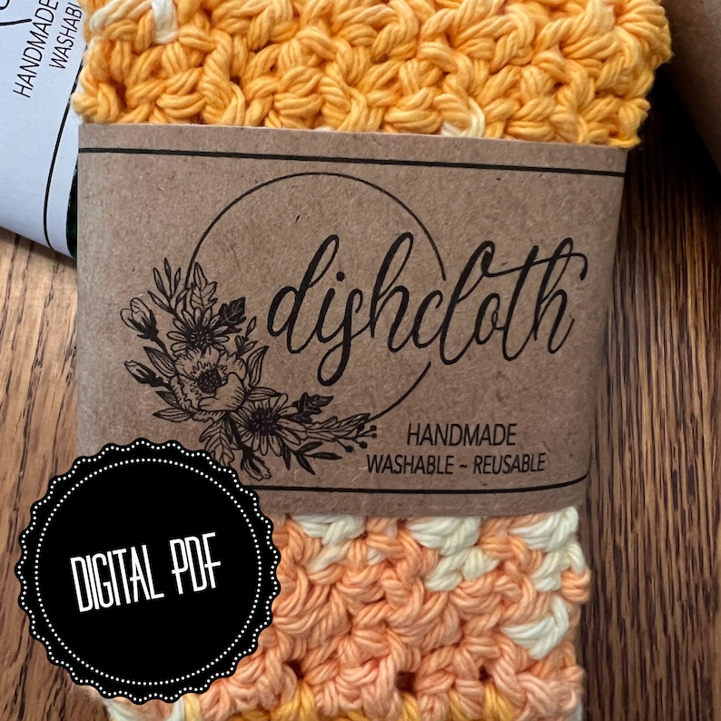 Printable Label Wrap for Handmade Dishcloth / Instant PDF Download ...
