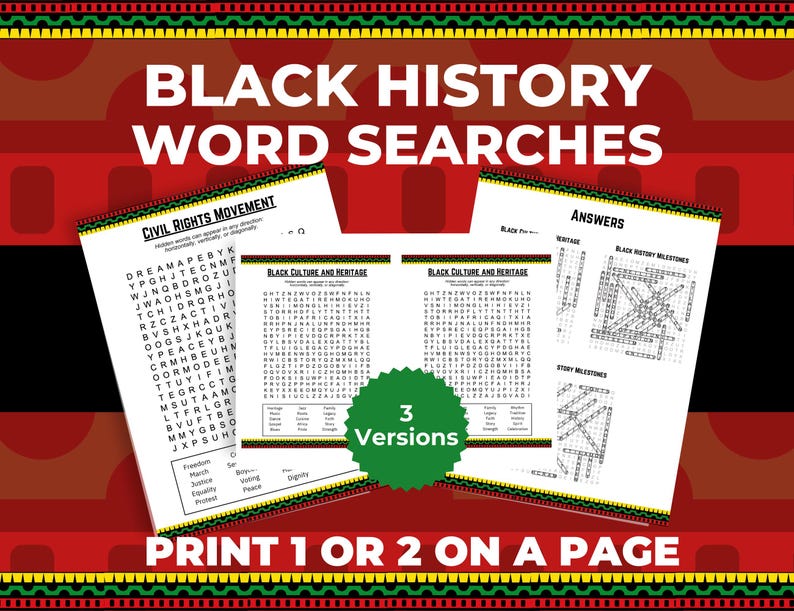 Black History Month Word Search Bundle | 3 Themed Puzzles | Civil ...