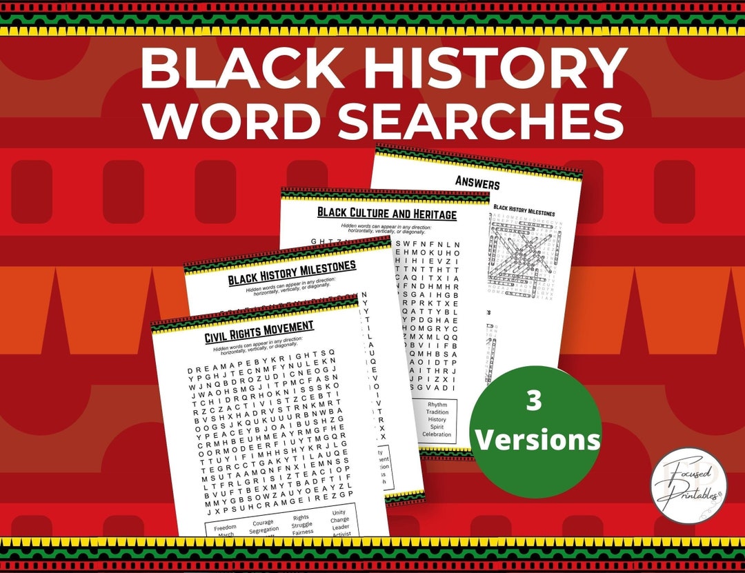 Black History Month Word Search Bundle | 3 Themed Puzzles | Civil ...