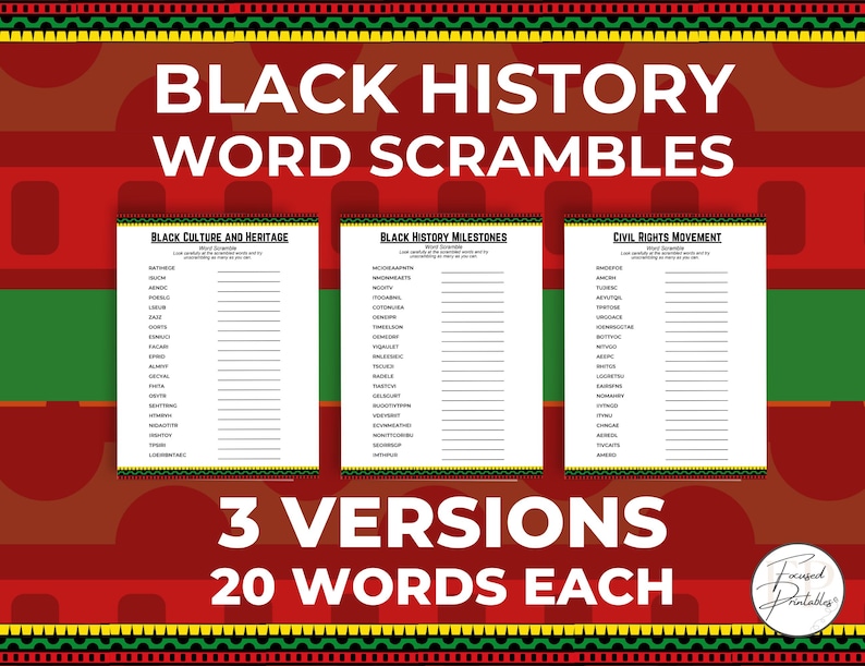 Black History Month Word Scramble Bundle | 3 Themed Puzzles | Civil ...