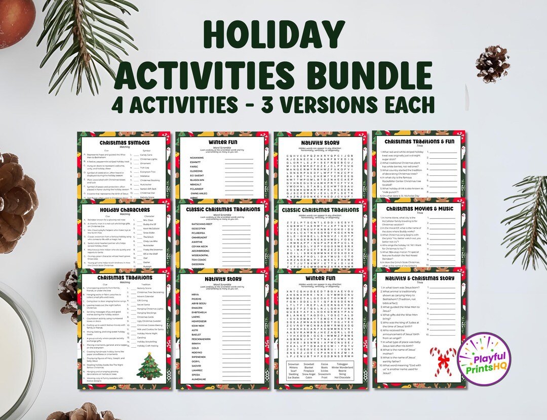 Christmas Games Bundle | Trivia, Word Scramble, Matching, Word Search ...