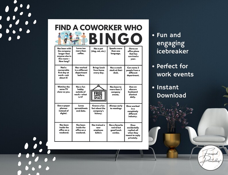 Coworker Bingo - Office Icebreaker Bingo - Team Building Printable - Etsy