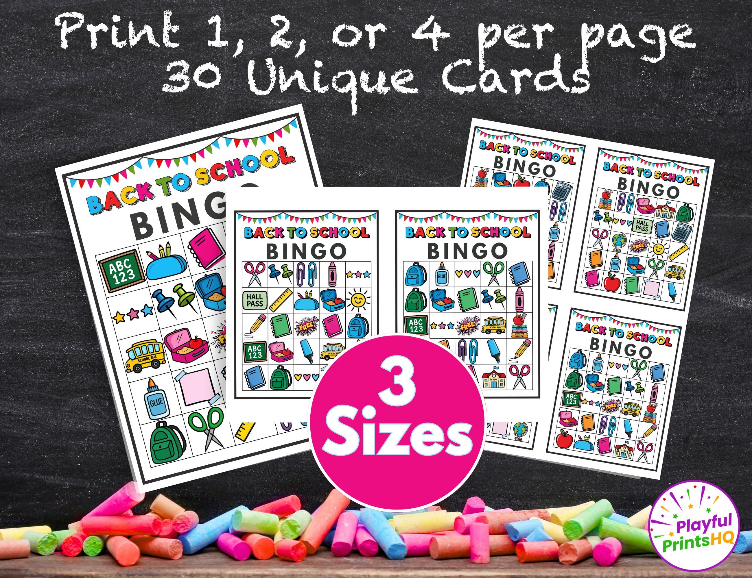 Back to School Bingo Game | Classroom Activity, 30 Cards (printable) - Etsy