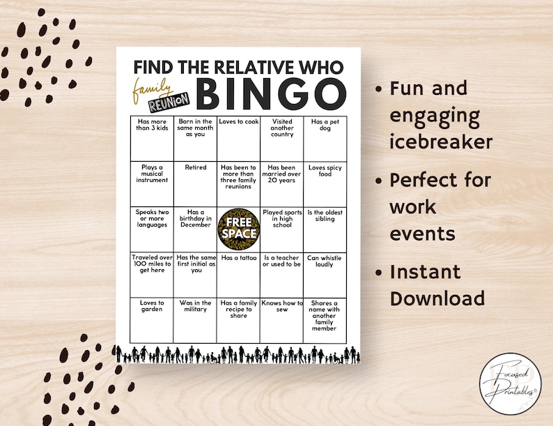 Family Reunion Bingo Game Printable | Meet & Greet Icebreaker | Fun ...