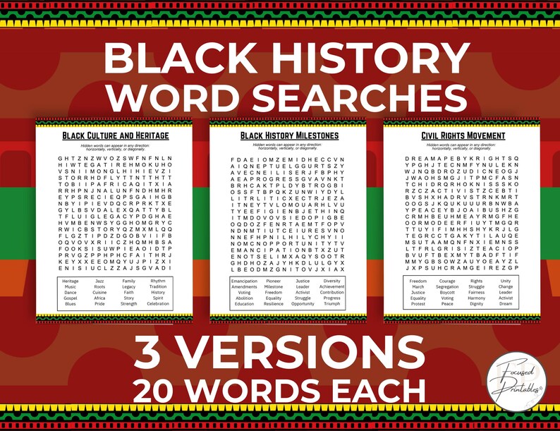 Black History Month Word Search Bundle | 3 Themed Puzzles | Civil ...