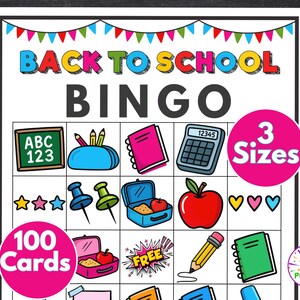 Back to School Bingo Game | 100 Printable School Supply Cards (PDF) - Etsy