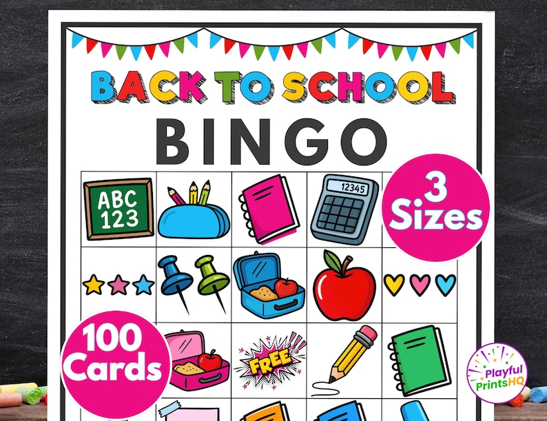 Back to School Bingo Game | 100 Printable Classroom & Homeschool Bingo ...
