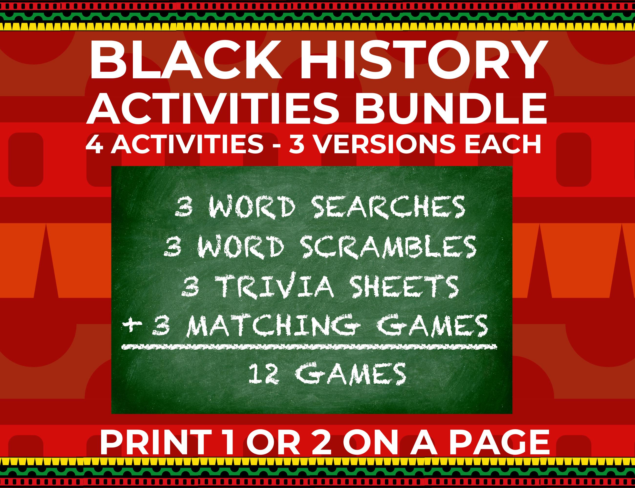 Black History Month Educational Activity Bundle: Printable Trivia, Word ...