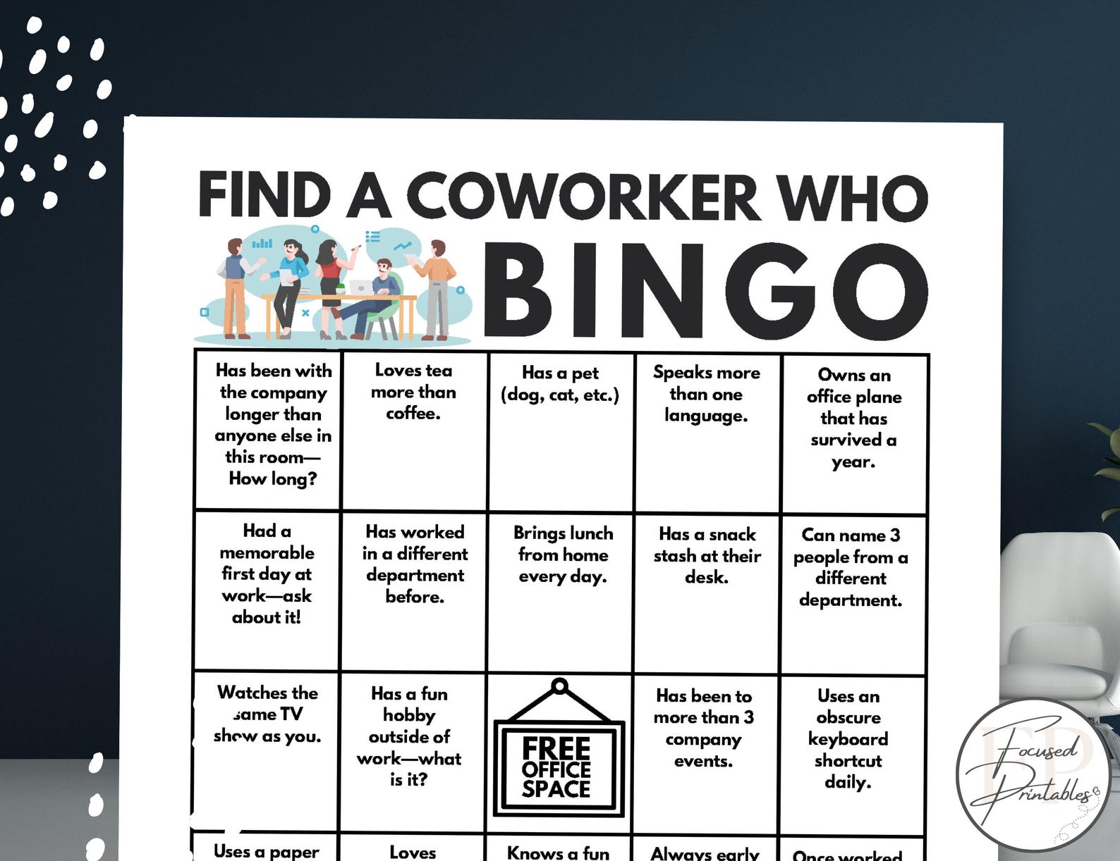 Coworker Bingo - Office Icebreaker Bingo - Team Building Printable - Etsy