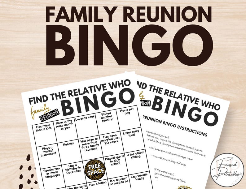 Family Reunion Bingo Game Printable | Meet & Greet Icebreaker | Fun ...