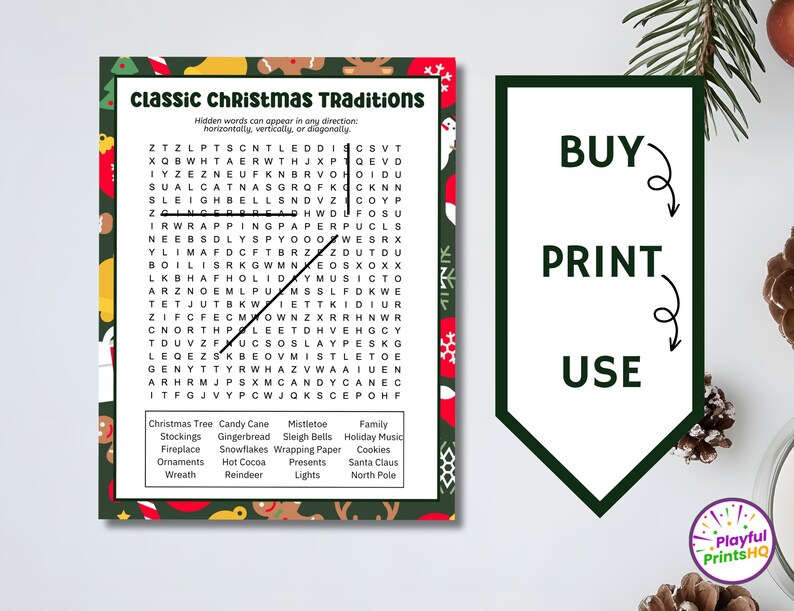 Christmas Word Search Printable | Holiday Activity, 3 Puzzles (instant ...