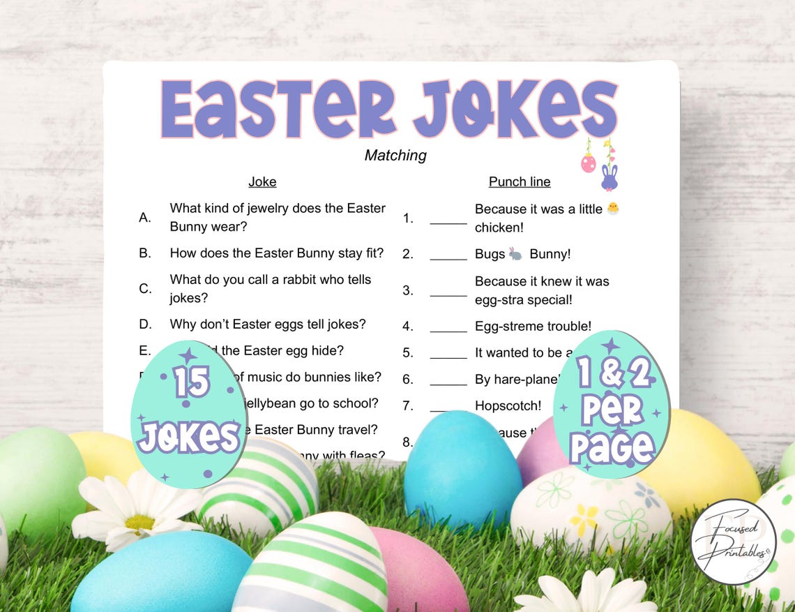 Easter Jokes Matching Game – Fun Printable Jokes for Kids & Families - Etsy