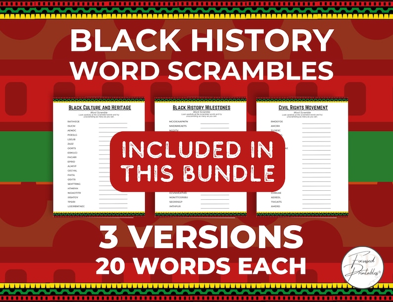 Black History Month Educational Activity Bundle: Printable Trivia, Word ...