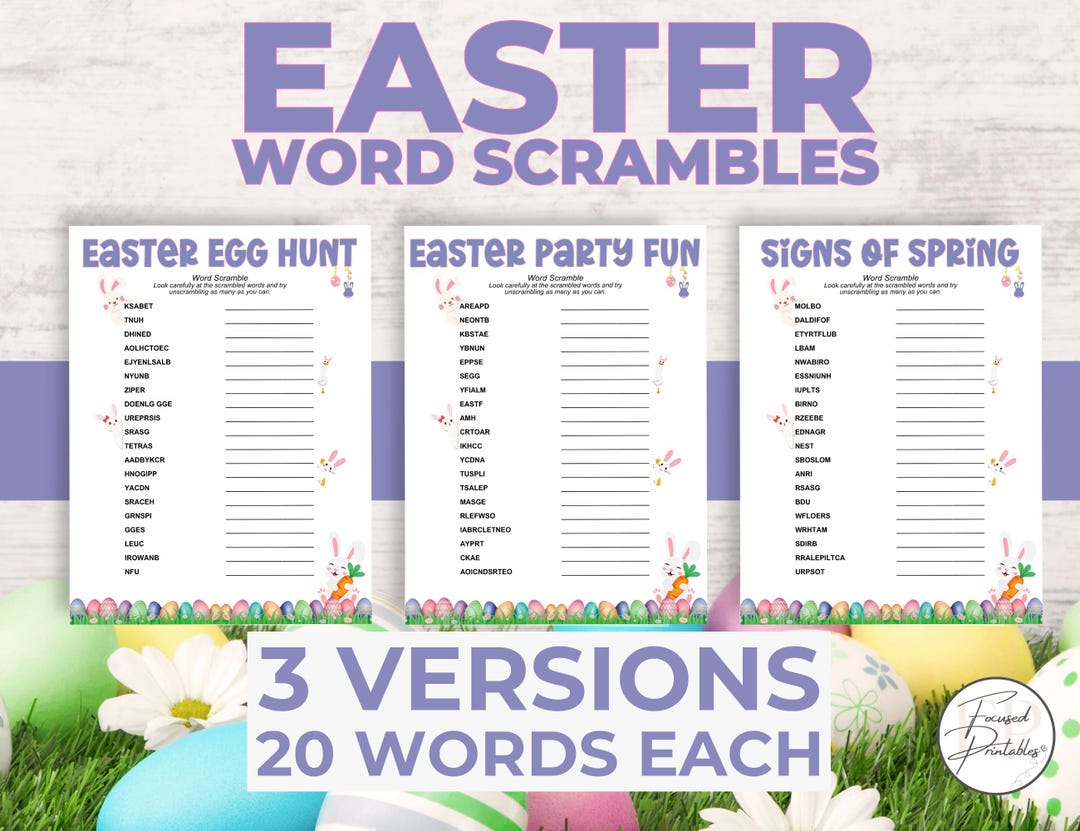Easter Word Scramble Bundle | 3 Themed Puzzles | Easter Egg Hunt ...