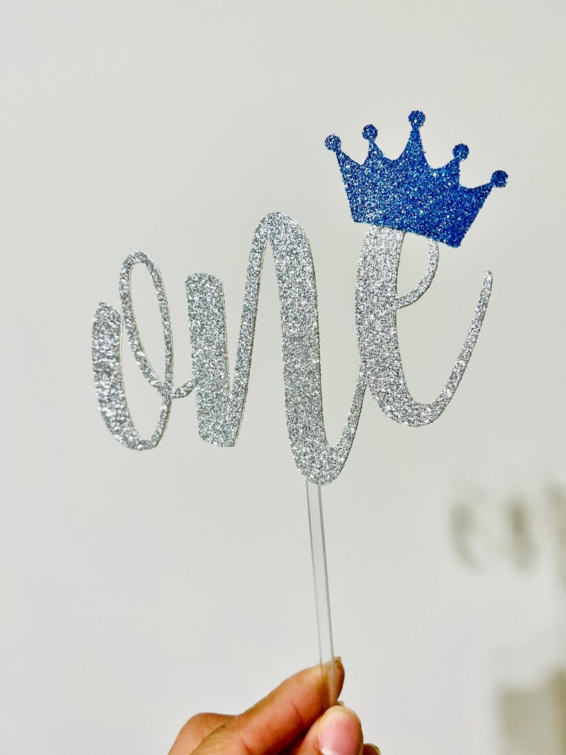 ONE Cake Topper Shimmery Crown Cake Topper Birthday Cake - Etsy
