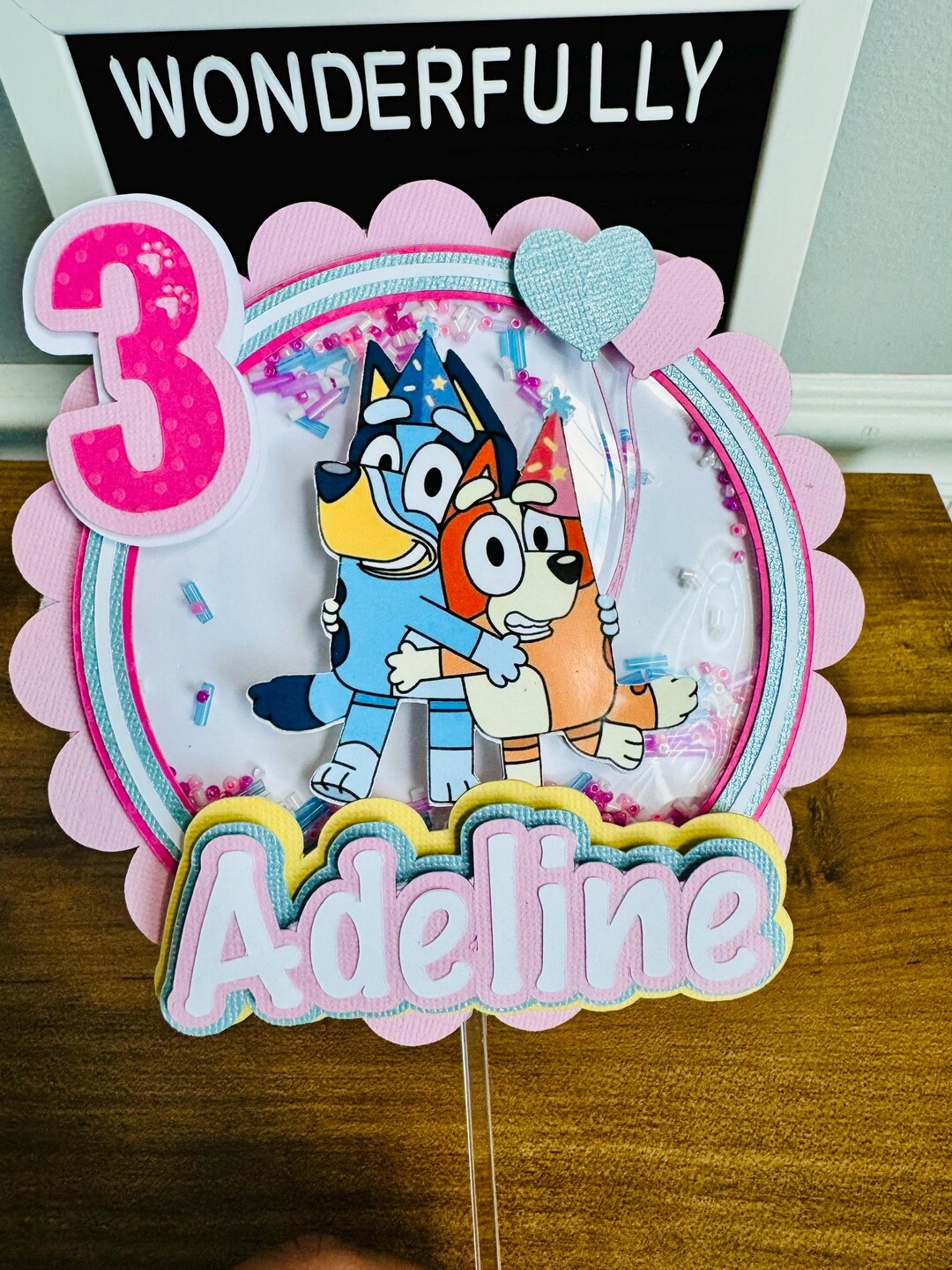 Bluey Shaker Cake Topper, Personalized Bluey Cake Topper, Bluey Theme ...