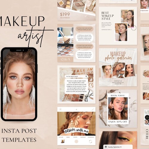Makeup Artist Instagram Post Templates Beauty Skincare - Etsy