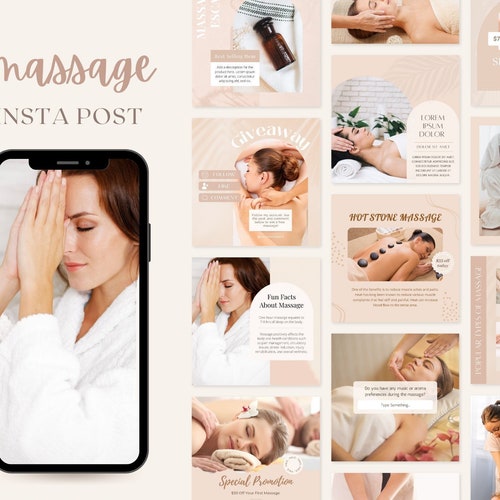 Massage Template Massage Therapist Social Media Templates - Etsy