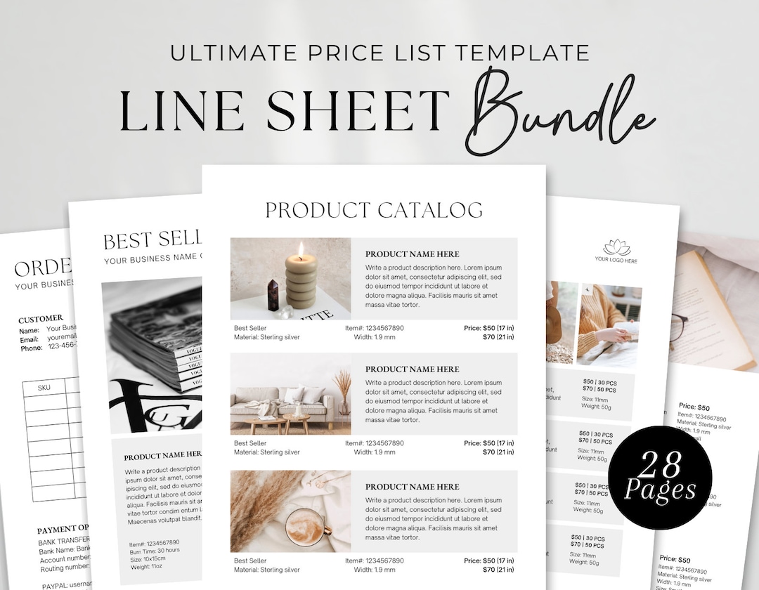 Wholesale Line Sheet Template | Business Catalog Template | Etsy ...