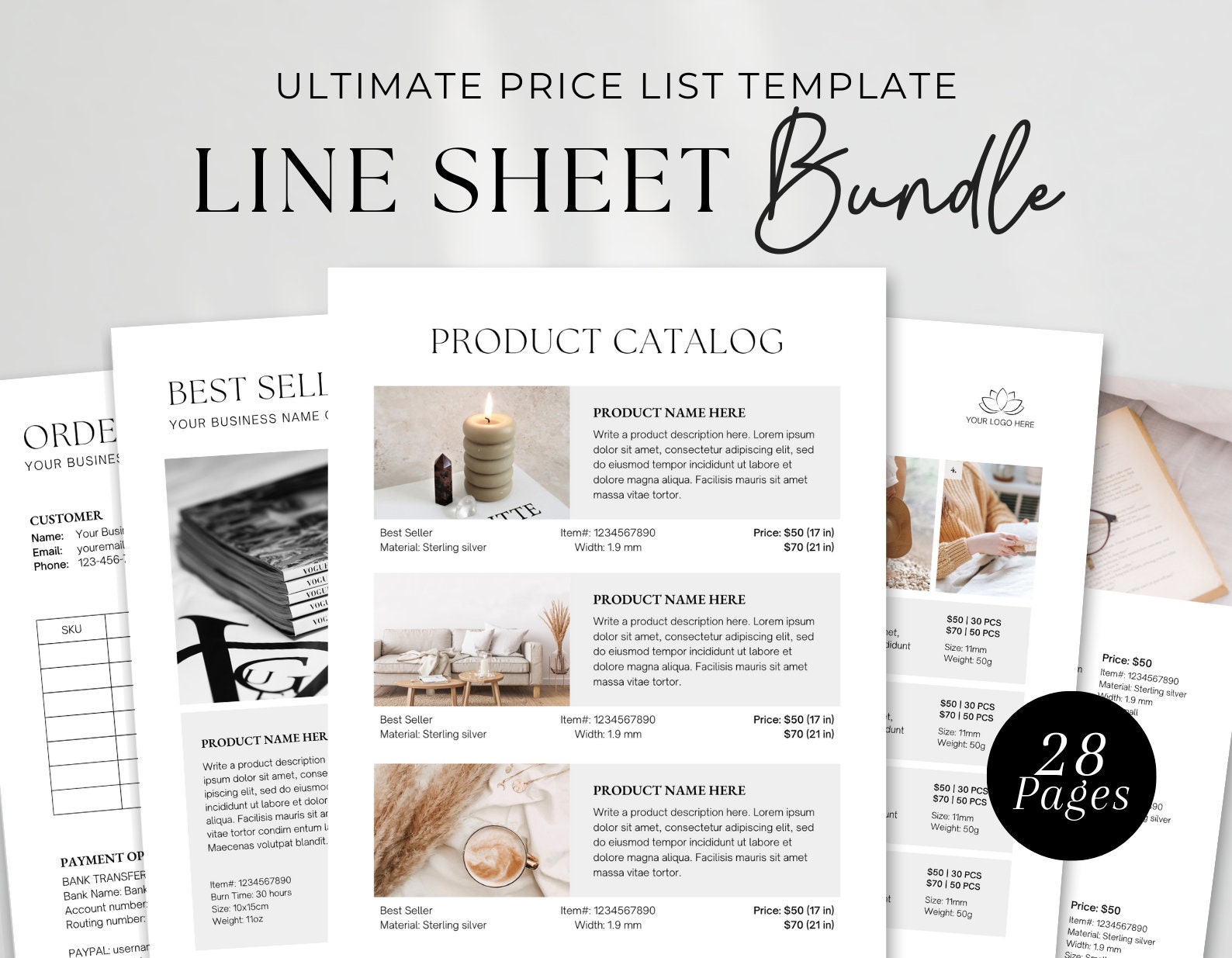 Wholesale Line Sheet Template | Business Catalog Template | Etsy ...