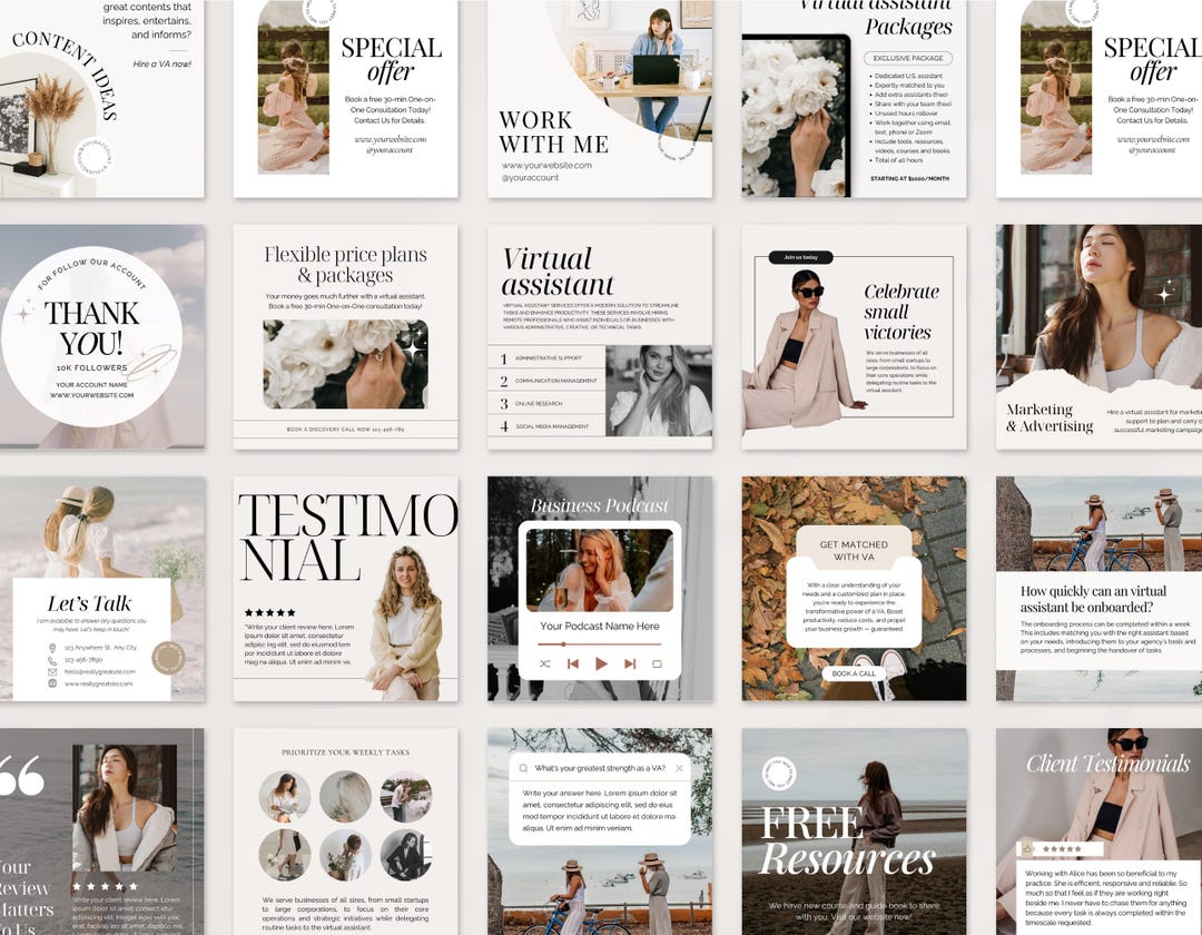Virtual Assistant Instagram Templates | Social Media Manager Templates ...