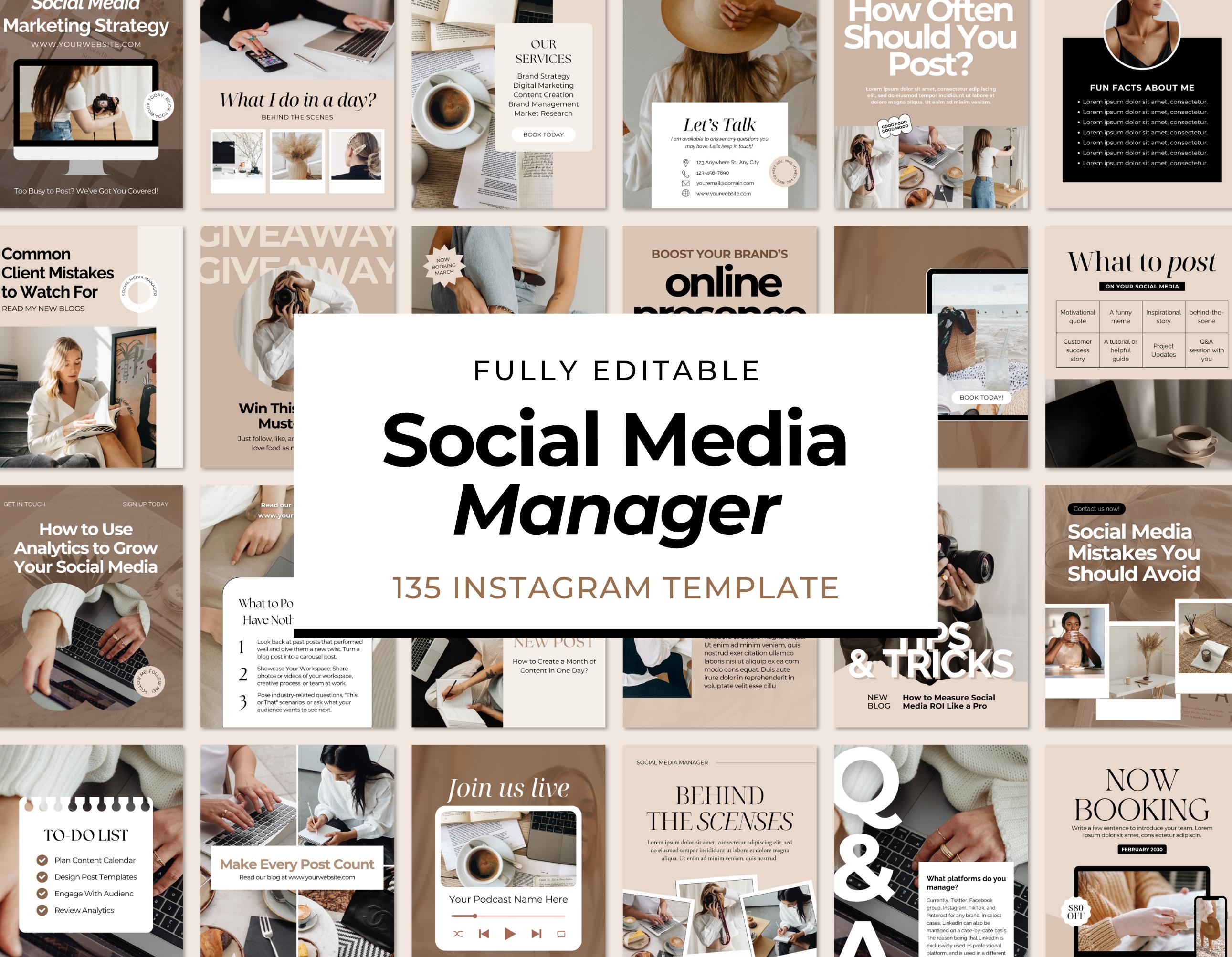 Instagram Post Templates | Social Media Manager Templates | Instagram ...