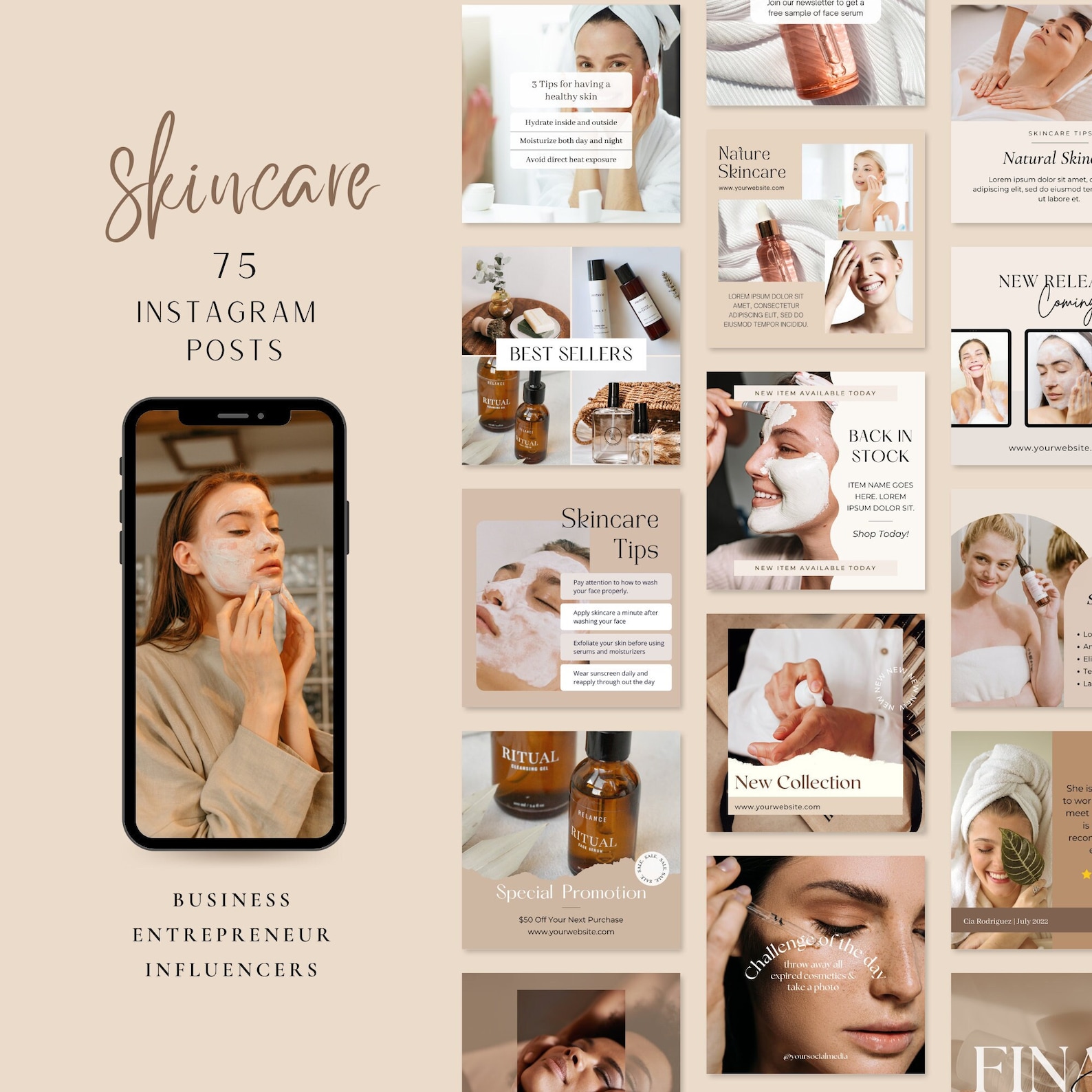 Esthetician Instagram Post Templates Skincare Social Media Skincare ...