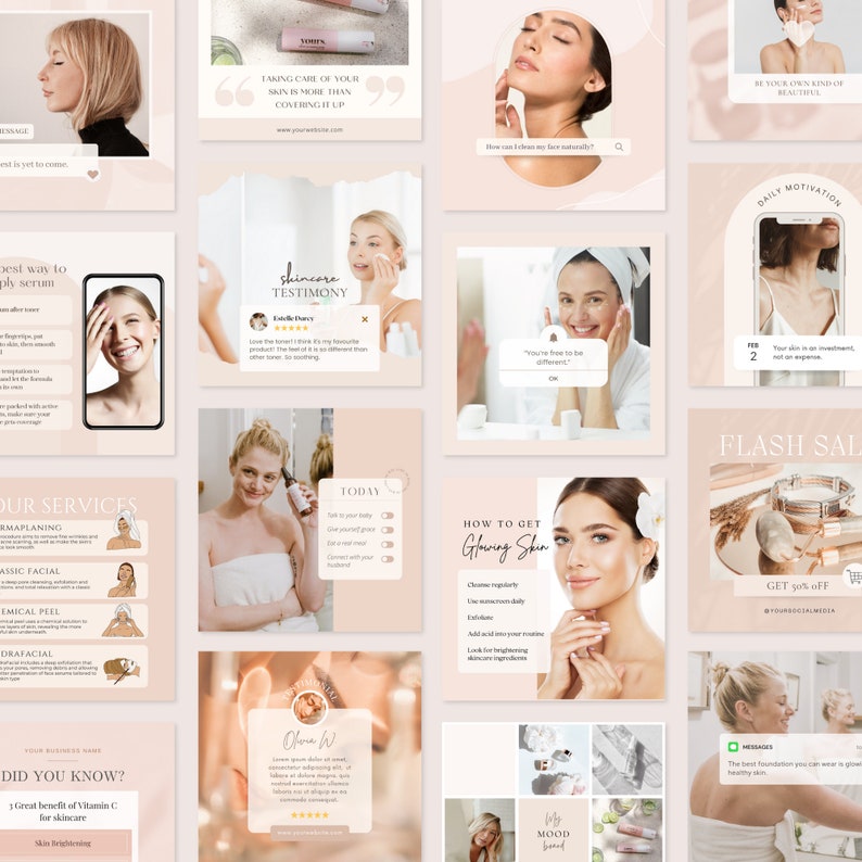 Esthetician Instagram Post Templates Skincare Social Media - Etsy