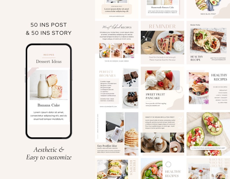 Food Instagram Template | Instagram Post Stories | Food Cooking Recipe ...