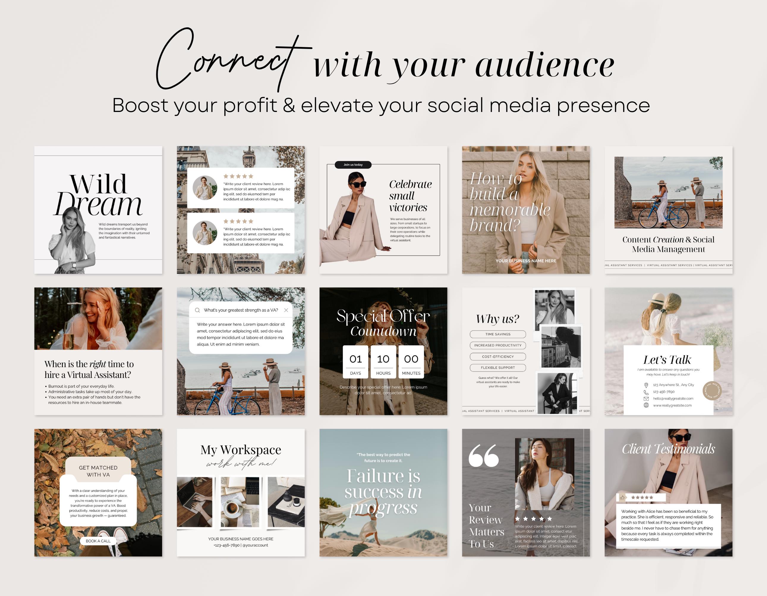 Virtual Assistant Instagram Templates | Social Media Manager Templates ...