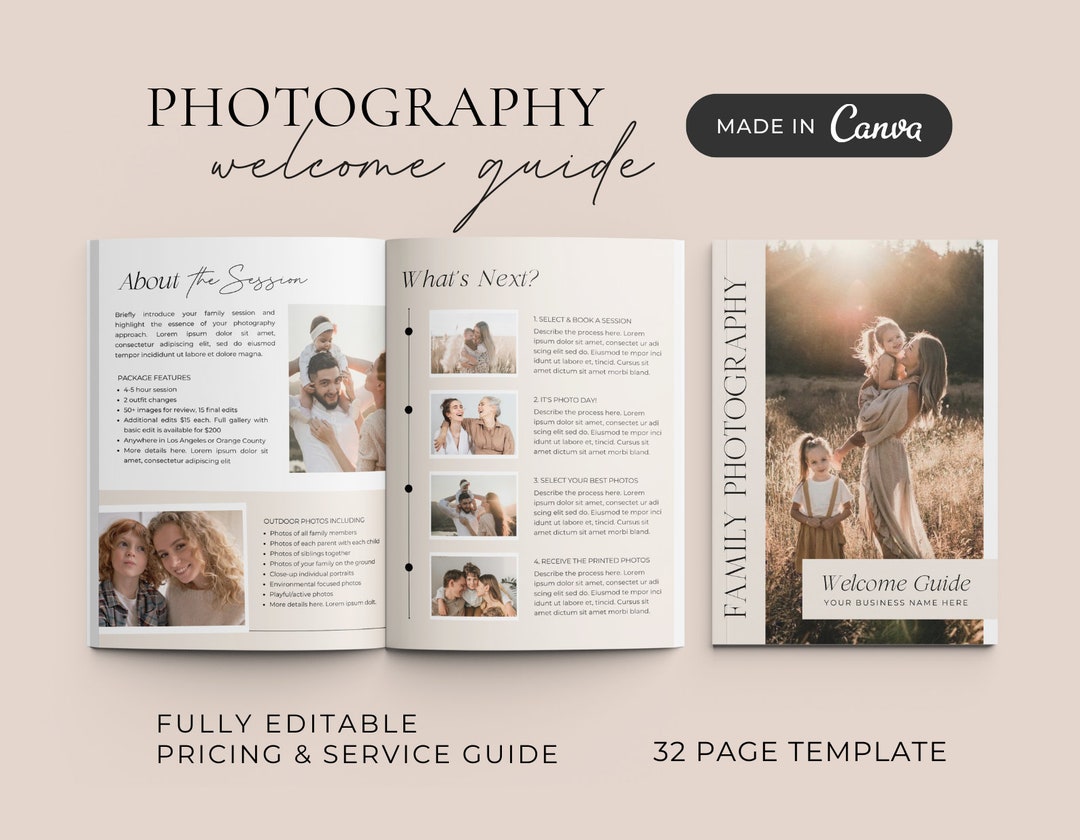Photography Family Session Guide | Welcome Guide Template | Family ...
