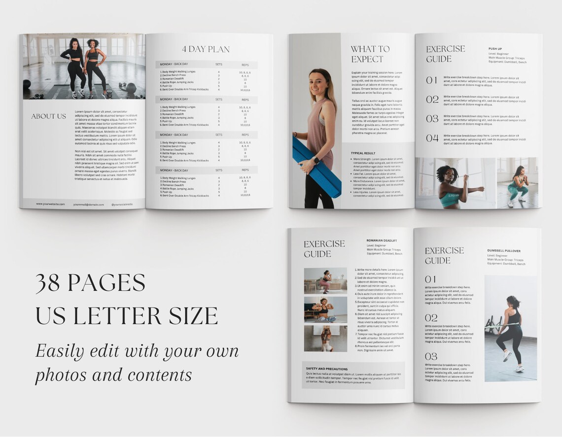 Fitness Ebook Template| Workout Plan Fitness Ebook | Fitness Planner ...