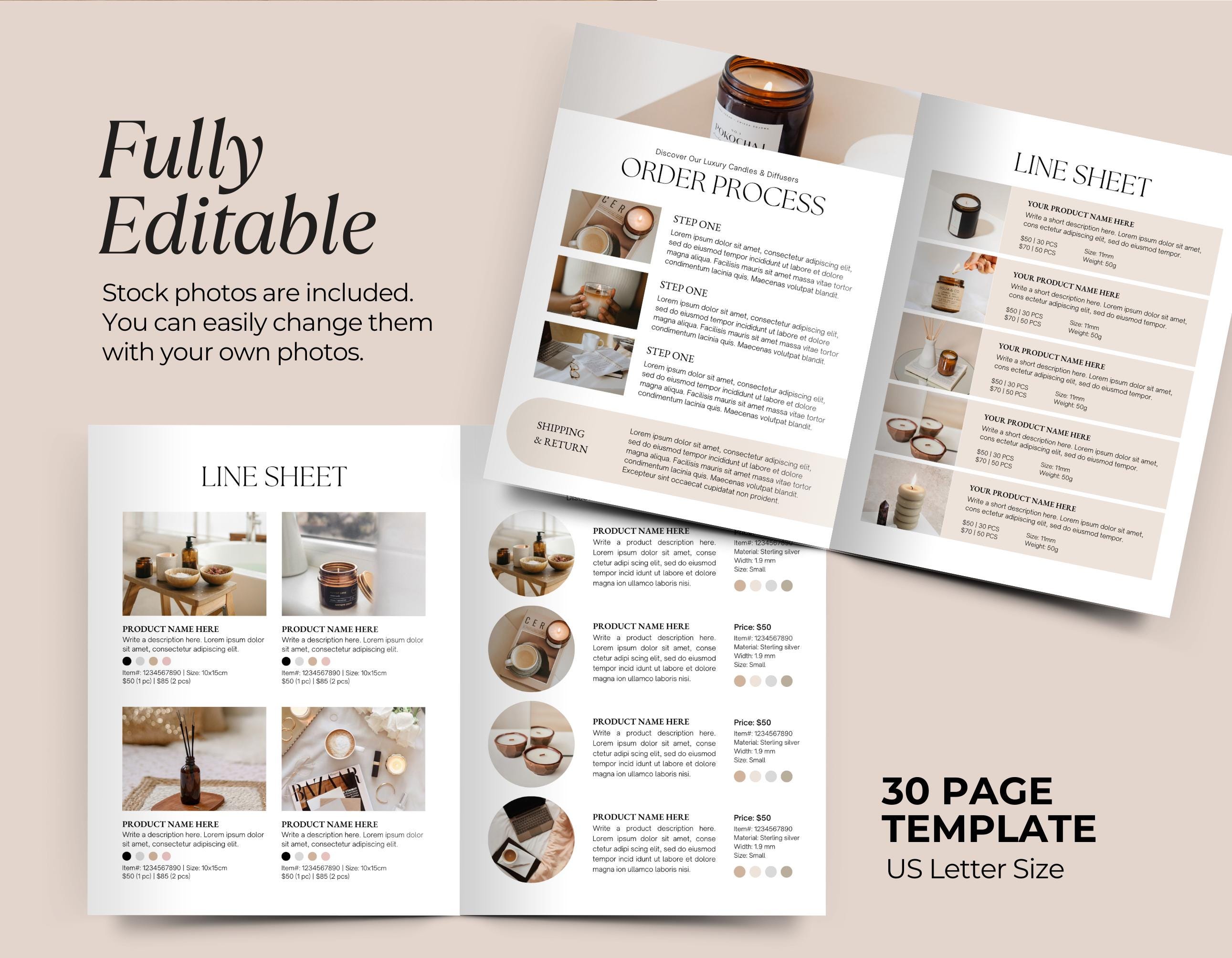Wholesale Line Sheet Template | Business Catalog Template | Product ...