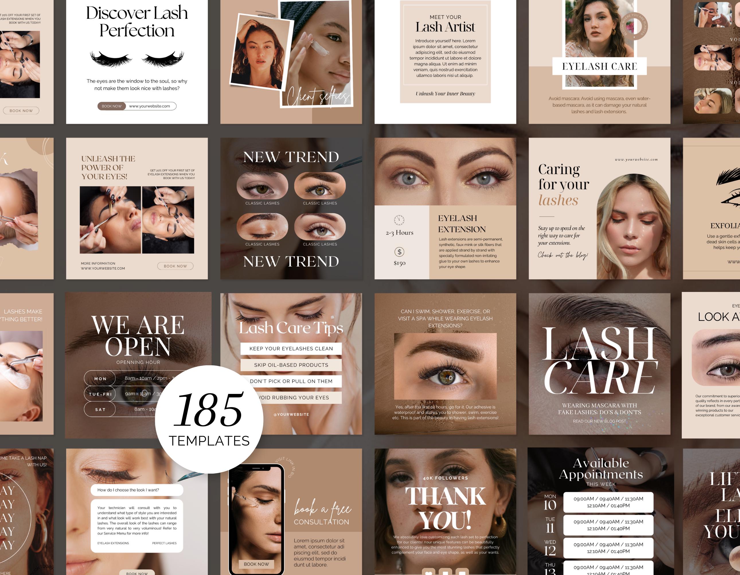 Lash Tech Instagram Post Template | Lash Extension | Story Highlight ...