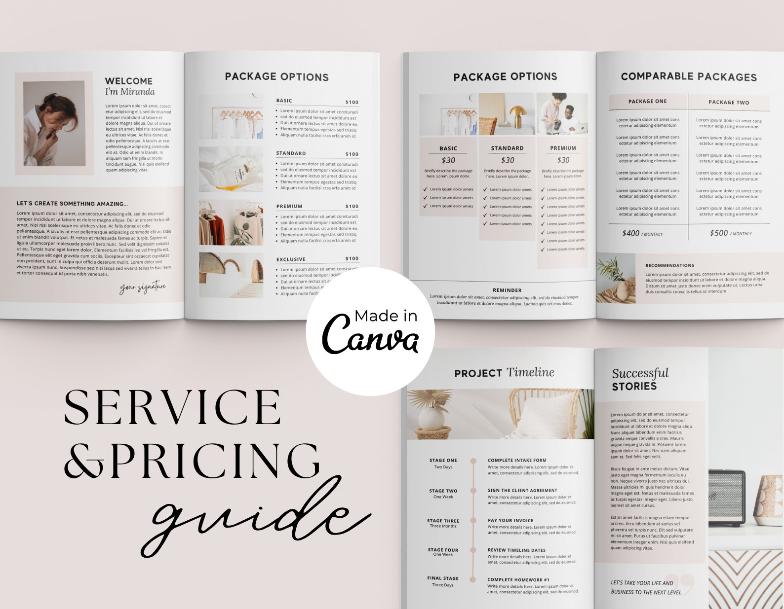 Services and Pricing Guide Template| Price List, Linesheet Template ...