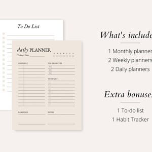 Printable Planner Set | Daily Weekly Monthly Planner | to Do List ...