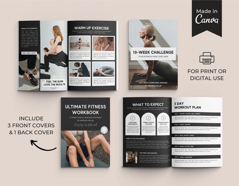 Fitness Ebook Template | Fitness Program Planner | Fitness Yoga Coach ...