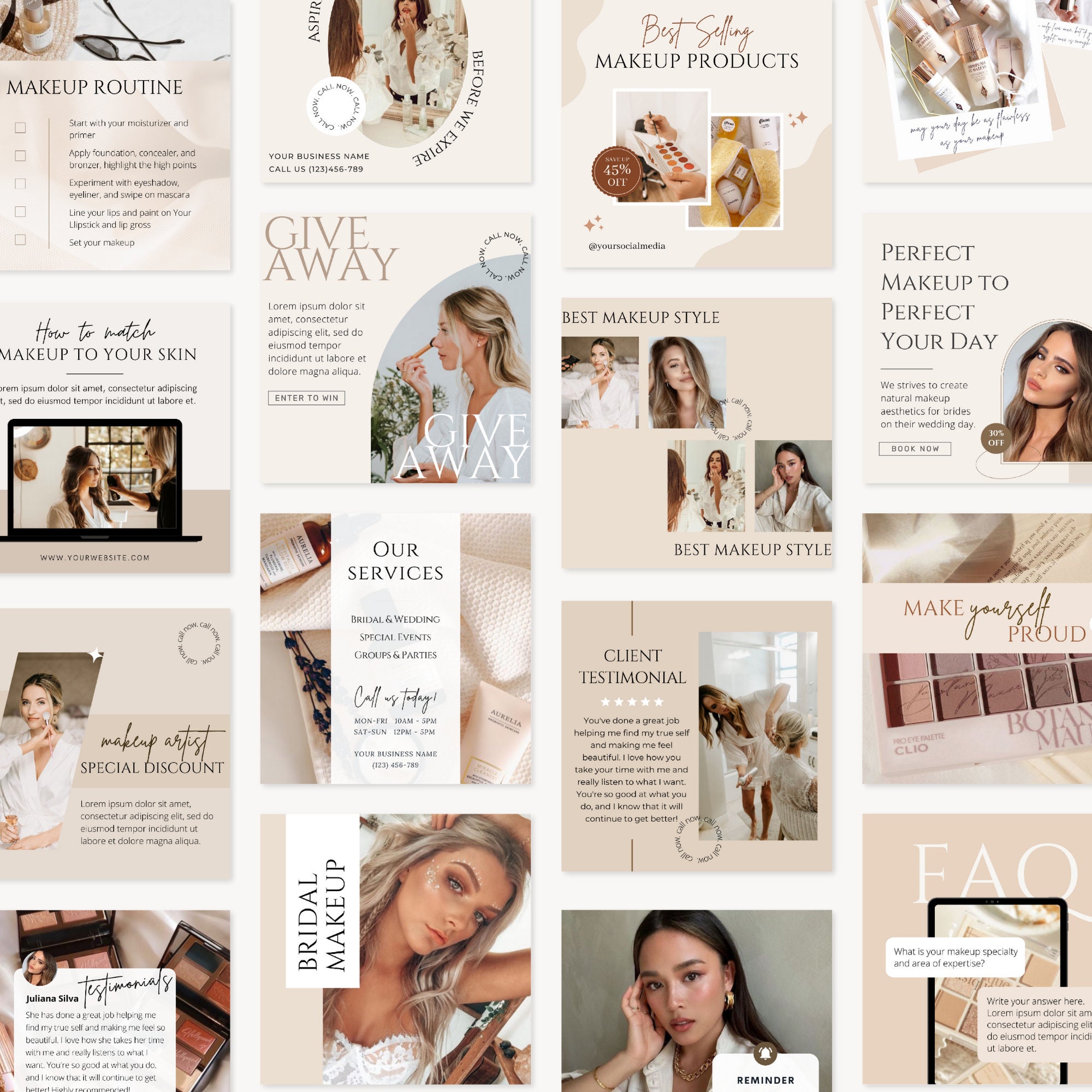 Makeup Artist Instagram Post Templates | Beauty Skincare Instagram ...