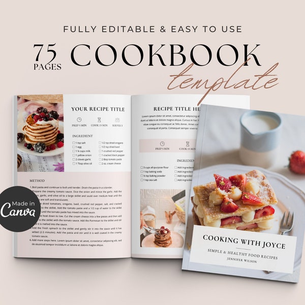 Cookbook Template | Recipe Book Template | Editable Cookbook Template ...