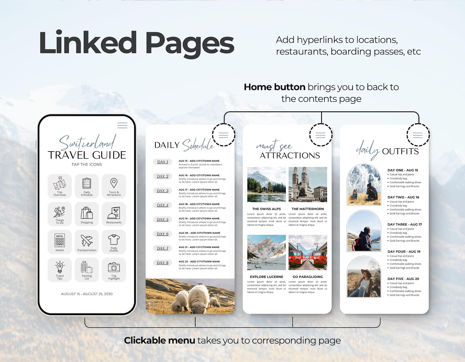 Editable Travel Itinerary Template | Trip Itinerary | Printable Travel ...