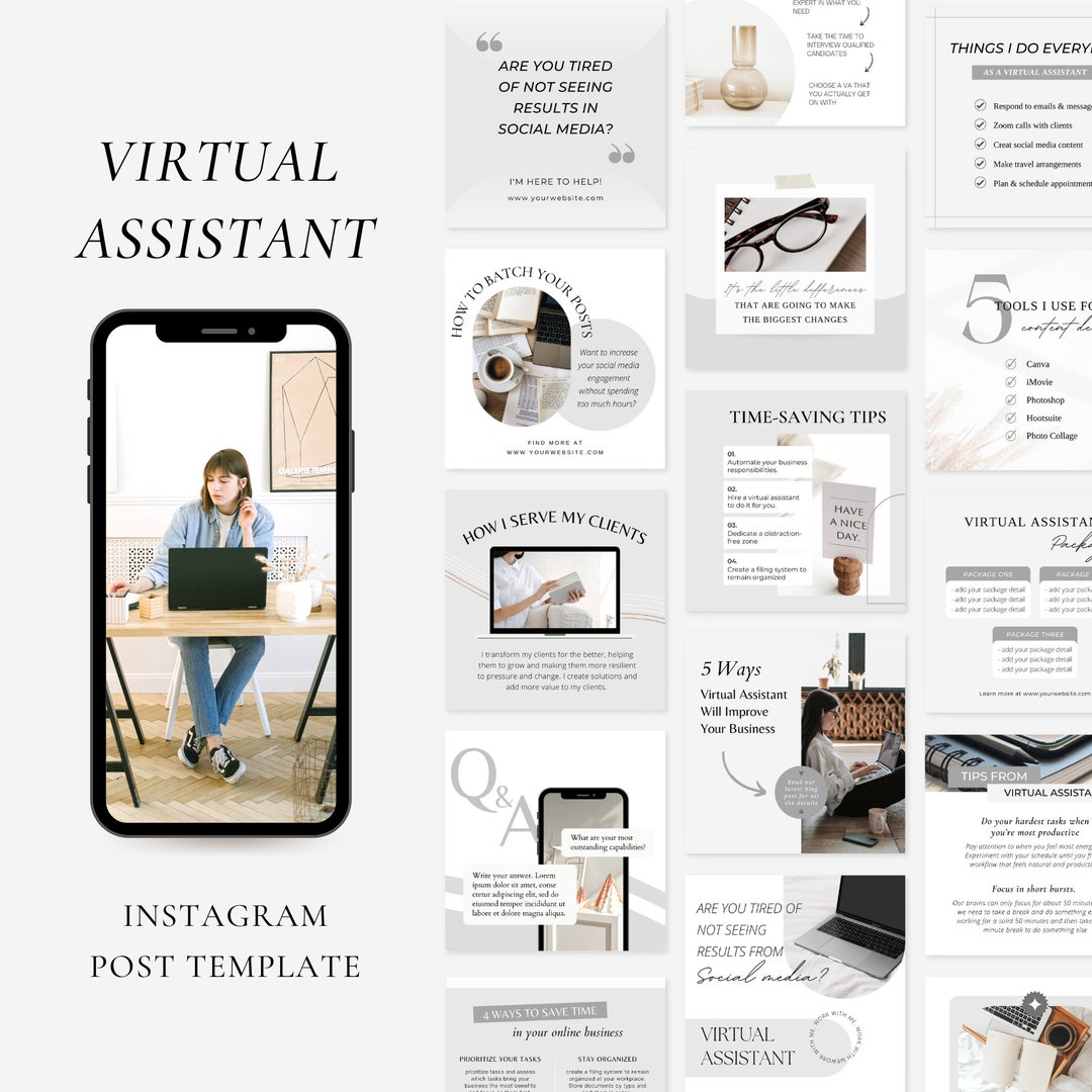 Virtual Assistant Instagram Templates | VA Instagram Posts | VA Social ...