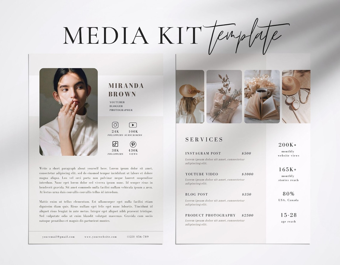 Media Kit Template Influencer Rate Card Template blogger - Etsy UK