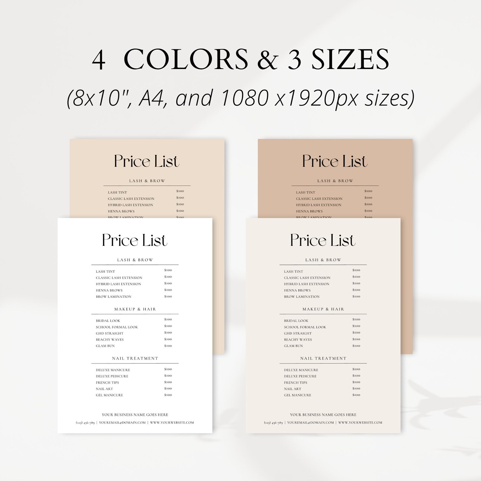 Price List Template| Printable Digital Price Sheet| Minimalist Price ...