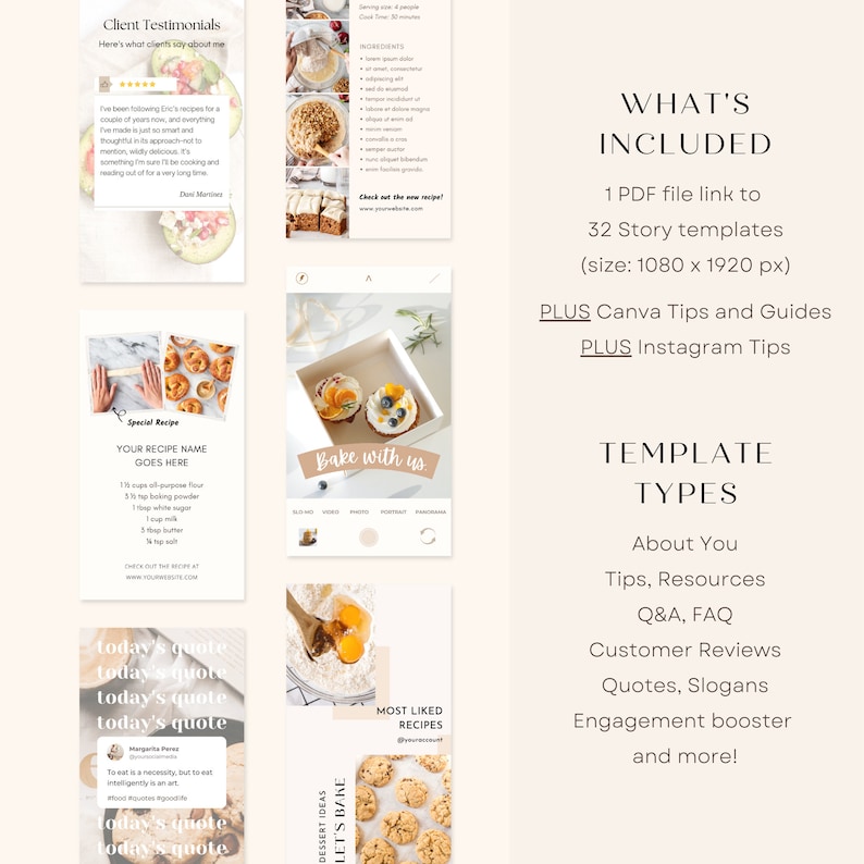 Food Instagram Story Healthy Eating Recipe Branding - Etsy