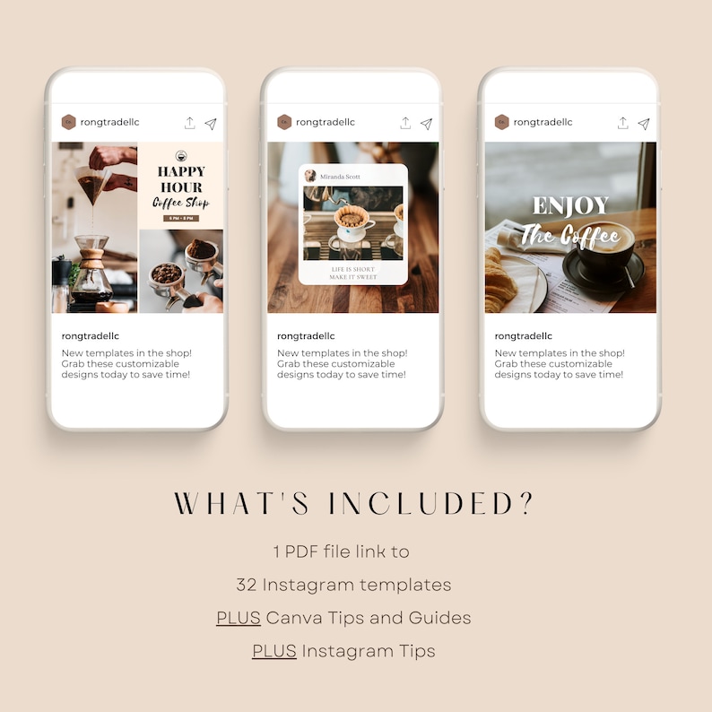 Coffee Instagram Posts Café Business Social Media Template - Etsy